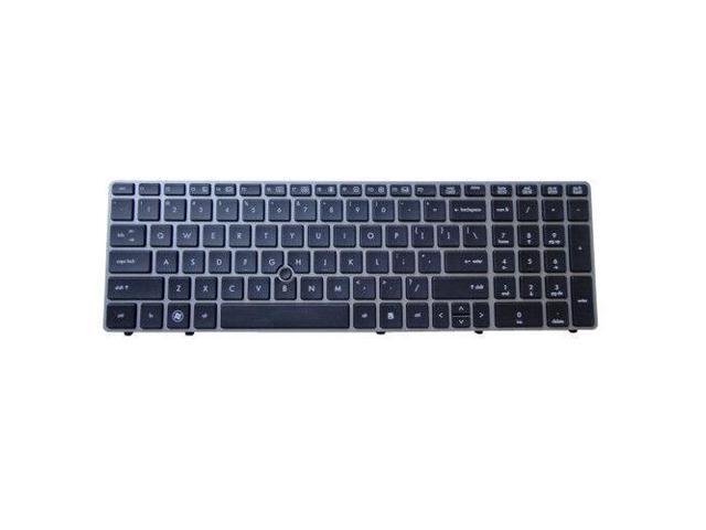 Black Laptop Keyboard with Silver Frame including Pointer for HP ...