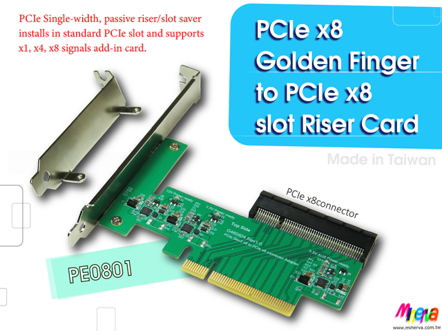 PE0801 - PCIe x8 Golden Finger to PCIe x8 slot Riser Card - Newegg.com