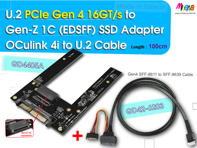U 2 Pcie 4 0 To Edsff Gen Z 1c Adapter For Intel Dc P4511 E1 S Edsff