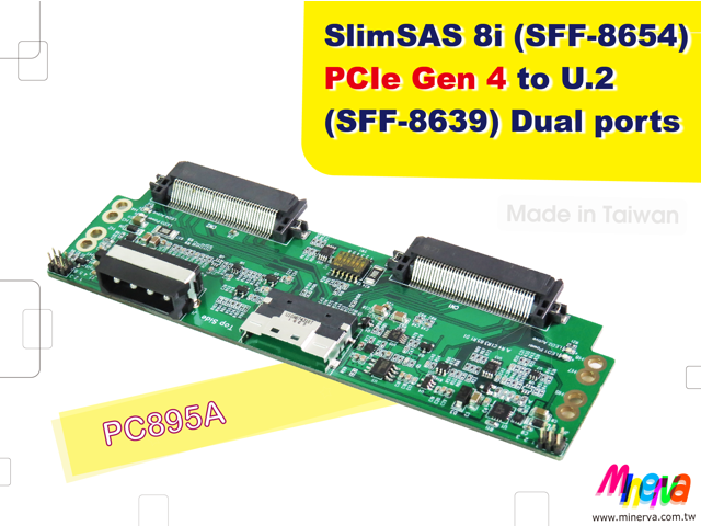 SFF-8654 8i PCIe 4.0 to U.2 Daul port with +12V Hot Swap Power ...