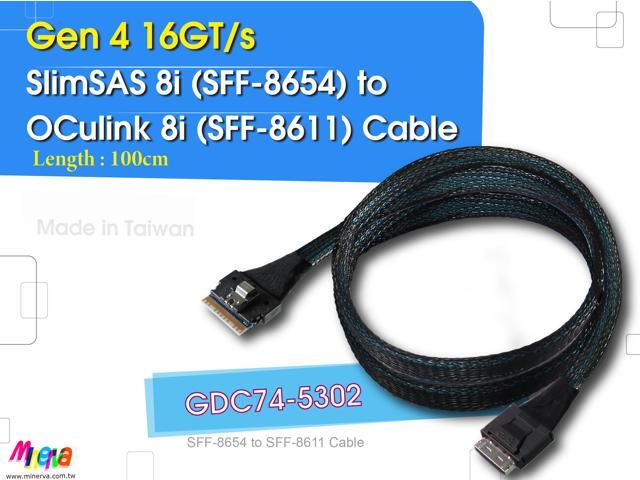 PCIe 4.0 SlimSAS 8i to OCulink 8i Cable, 100cm for Intel ICE LAKE ...