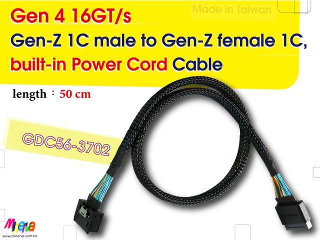 EDSFF 1C Male to Female , built-in Power Cord/PCIe 4.0 Cable, 50cm ...