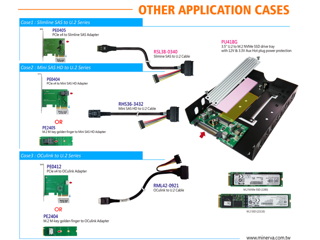 Innocard M.2 M-key to Slimline SAS Adapter with U.2 to Slimline SAS ...