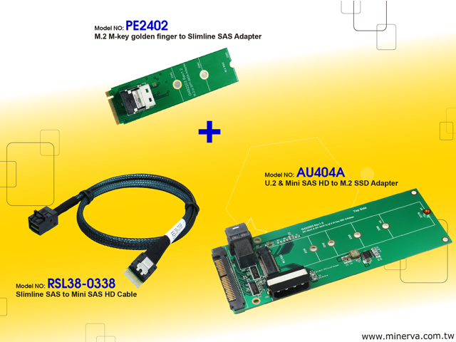 Innocard M.2 M-key to Slimline SAS Adapter with Mini SAS HD to Slimline ...