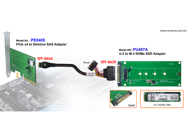 Innocard PCIe x4 to Slimline SAS Adapter & U.2 to Slimline SAS Cable ...