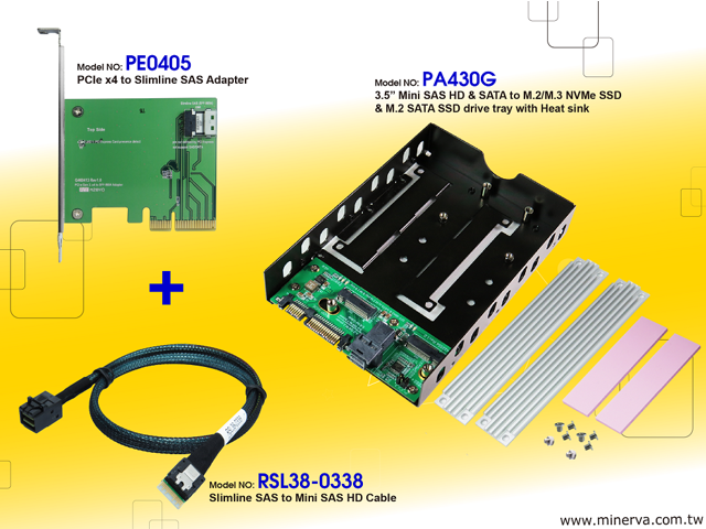 Innocard PCIe x4 to Slimline SAS Adapter & Mini SAS HD to Slimline SAS ...