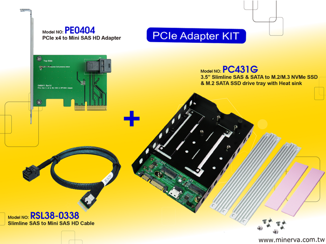 Innocard PCIe x4 to Mini SAS HD Adapter with Slimline SAS to Mini SAS ...