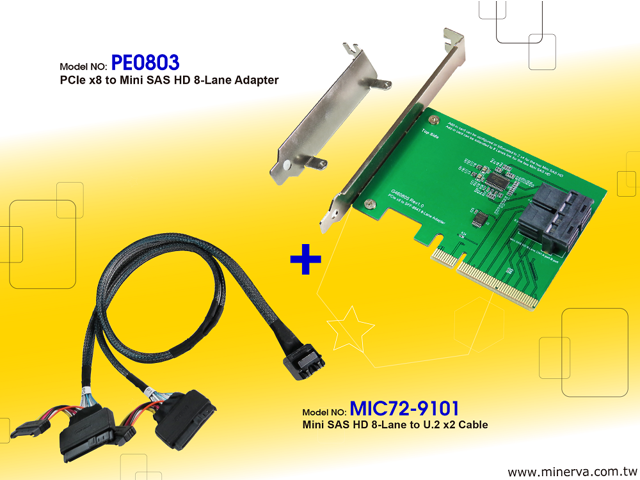 Innocard PCIe x8 Gen3 to Mini SAS HD (SFF-8643) 8-Lane Adapter with ...