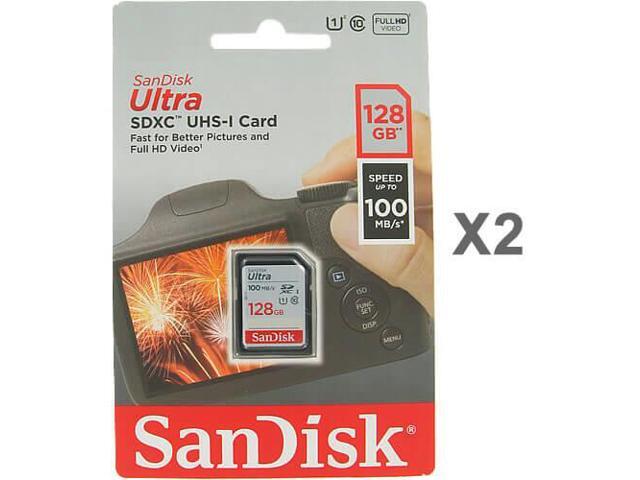 SanDisk Kit of Qty 2 x Sandisk 128GB SDXC SDSDUNR-128G-GN6IN Card ...
