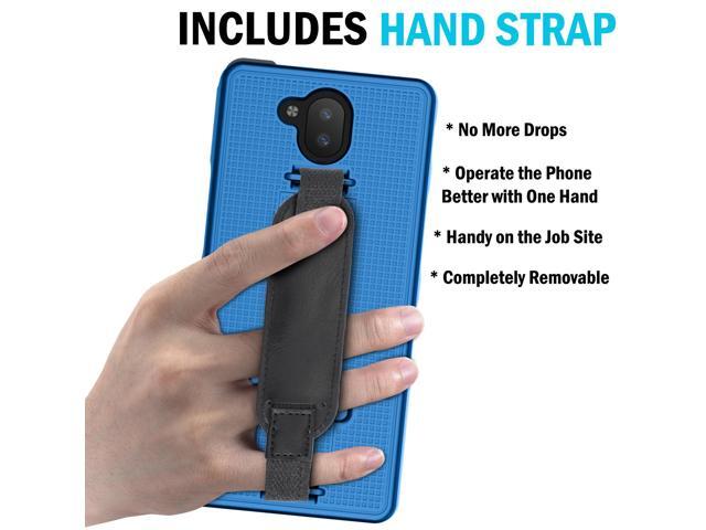 Cobalt Blue Kickstand Case + Hand Strap + Belt Clip for Sonim XP10 5G ...