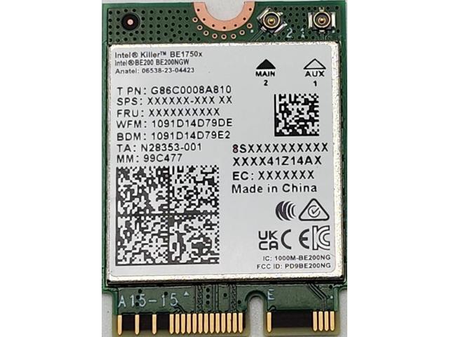 Intel Killer BE200 1750x & BT 5.4 Wi-Fi 7 Card with M.2. pcie Key E ...