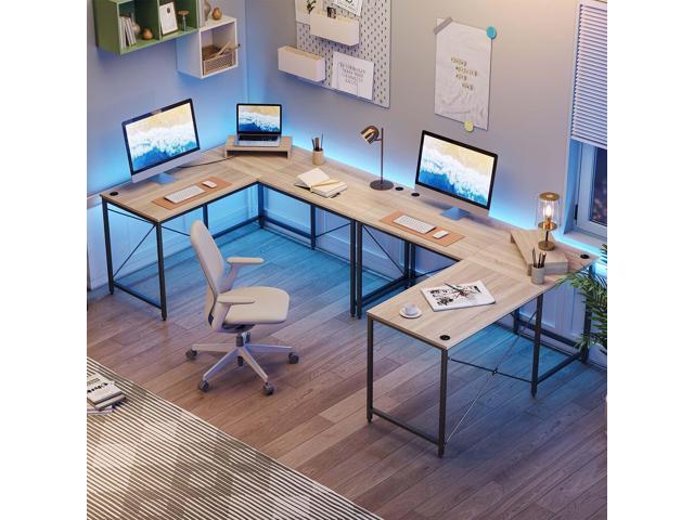 Home office L-Shaped Laptop Desk 95.2'' Computer Two-Person Table ...