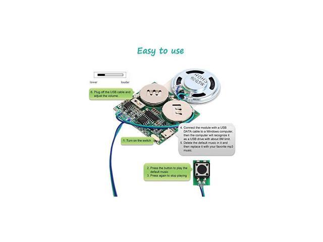 Recordable Sound Module Push Button Activated 8M Capacity Micro USB ...