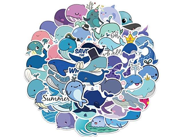 Cute Whale Stickers For Girl Water Bottle, 50Pcs Waterproof Vinyl Decal ...