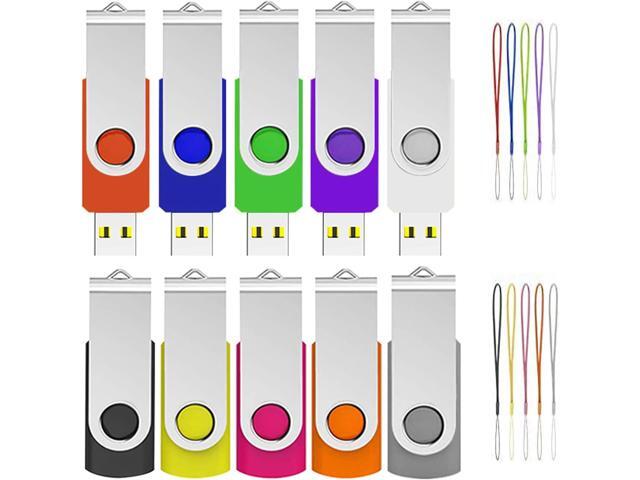 USB 32GB Flash Drive 10 Pack USB 2.0 Memory Stick with Lanyards Swivel ...