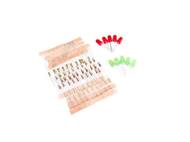 50pcs 1K 10K 100K 220 Ohm 1/4W Metal Film Resistor and Led KIT for ...