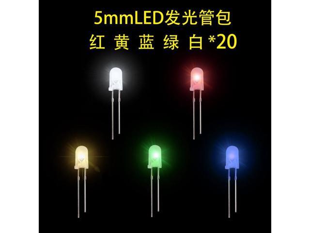 5valuesx20pcs=100pcs UltraBright Red/Green/Blue/White/Yellow Ultra ...