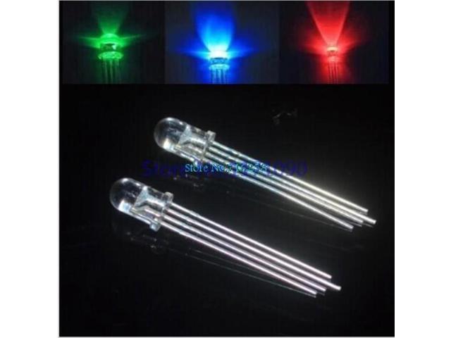 100pcs/lot 5mm RGB LED Common Cathode 4 Pins Tri-Color Emitting Diodes ...