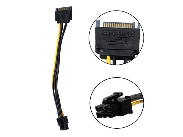 15Pin SATA TO PCI-E 6Pin Adapter Power Supply Cable CORD 18AWG Wire For ...