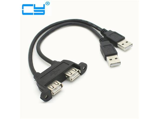 Combo Dual USB 2.0 Male to Female Extension Cable 30cm with Screw Panel ...