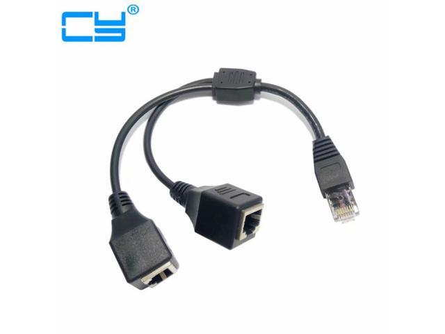 RJ45 1 Male to 2 Female Ports Ethernet Network Plug Cable Splitter ...