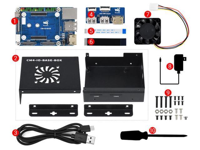 CM4-IO-BASE-Acce D,CM4-IO-BASE-BOX-B + USB HDMI Adapter, For Raspberry ...
