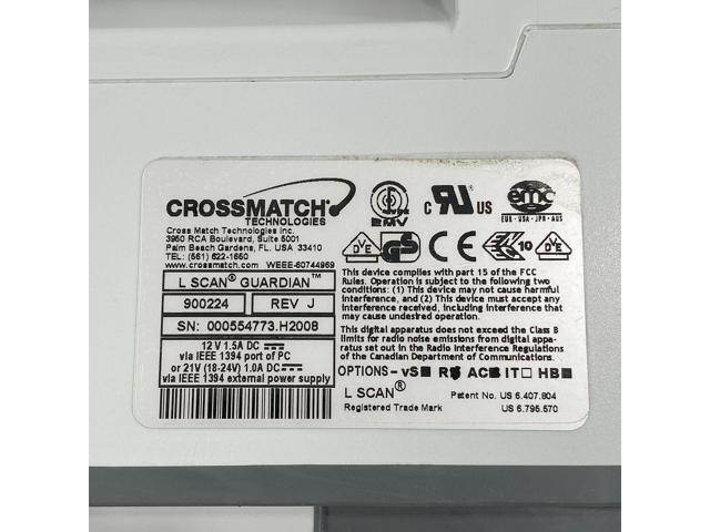 Refurbished: CrossMatch L Scan Guardian Fingerprint Scanner 900224 Rev ...