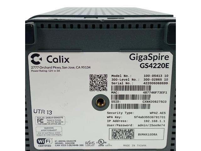 Refurbished: Calix GigaSpire GS4220E Gigabit WiFi 6 Router 100-05413 10 ...
