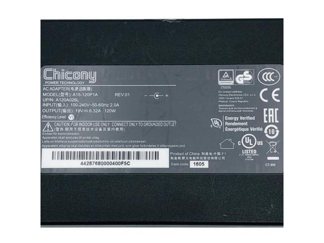 Refurbished: Genuine Chicony A15-120P1A AC Power Supply Adapter For Laptops 19V 6.32A w/Cord ...