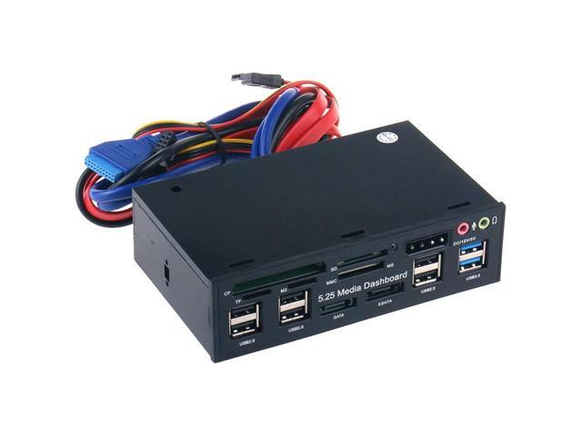 5.25 Inch PC Media Dashboard Front Panel Audio With SATA eSATA 2 x USB ...