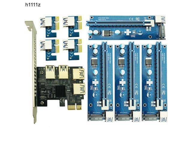 PCIe 1 to 4 PCI express 16X Riser Mining Card PCI-E 1X to External 4 PCI-e slot SATA Power ...