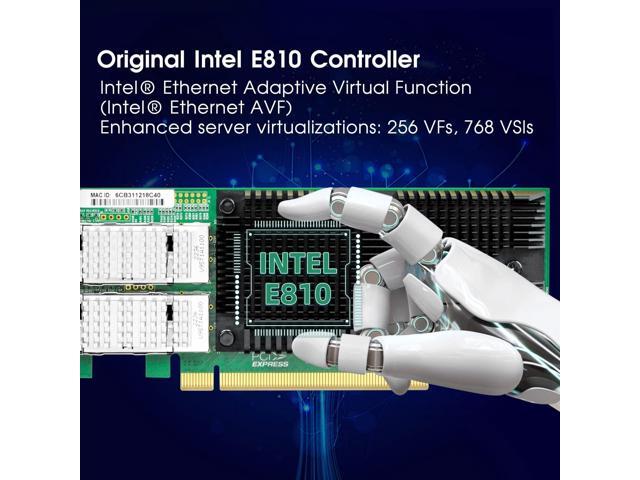 100Gb Network Card with Intel E810-CAM2 Chip,Dual-QSFP28 Ports PCI ...