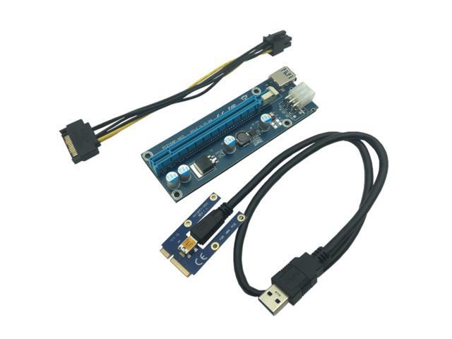 Mini PCI-E to PCIe PCI Express 1x to 16x Extender Riser Card 60cm USB 3 ...