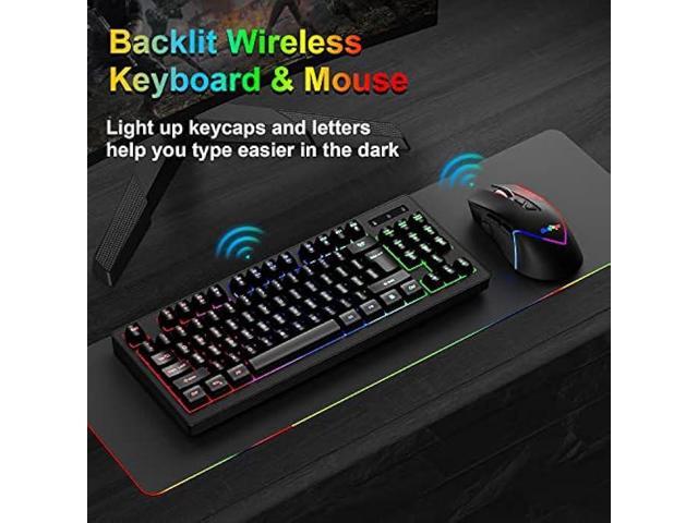 BlueFinger Wireless Gaming Keyboard and Mouse Combo, Long Lasting ...