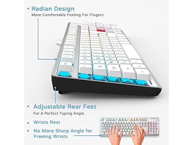 Lumsburry White Gaming Keyboard, Rainbow LED Backlit,19 Anti-ghosting ...