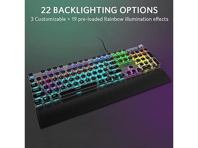 Fiodio Mechanical Gaming Keyboard, LED Rainbow Gaming Backlit, 104 Anti ...