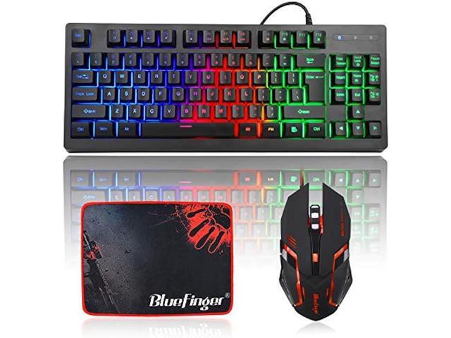 RGB 87 Keys Gaming Keyboard and Backlit Mouse Combo,BlueFinger USB ...