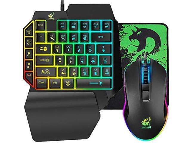 FELICON One Handed Gaming Keyboard and Mouse Combo, Rainbow Backlit 39 ...