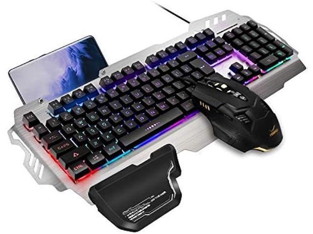 FENIFOX Gaming Keyboard and Mouse, Wired Backlit Rainbow Ergonomic ...