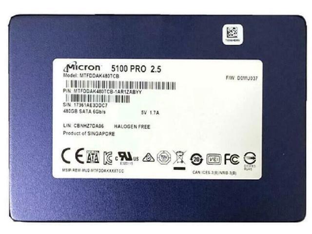 Refurbished: 480GB Micron 5100 PRO SSD SATA 3 6G 2.5" Server Data ...