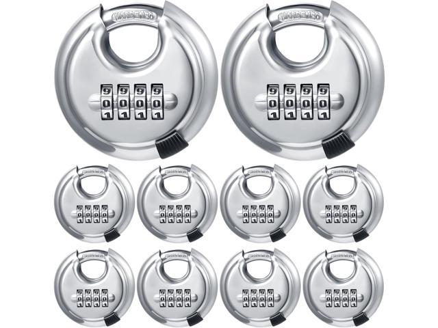 10 Pack 4 Digit Combination Locks Stainless Steel Code Disc Lock Combo ...