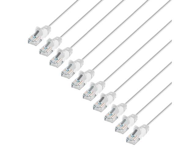 Intellinet Cat6 U/UTP Slim Network Patch Cable, 7 ft., White, 10-Pack, 10G, 250 MHz, 100% Copper ...