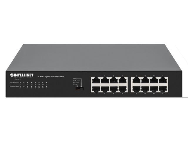 Intellinet 16-Port Gigabit Ethernet Switch, 16 x 10/100/1000 Mbps RJ45 ...
