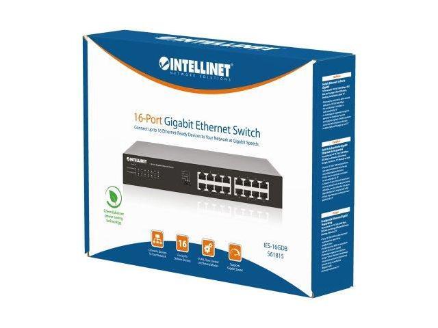 Intellinet 16-Port Gigabit Ethernet Switch, 16 x 10/100/1000 Mbps RJ45 ...