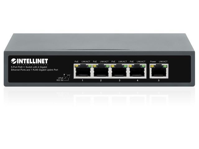 Intellinet 5-Port PoE++ Switch with 4 Gigabit Ethernet Ports and 1 RJ45 ...
