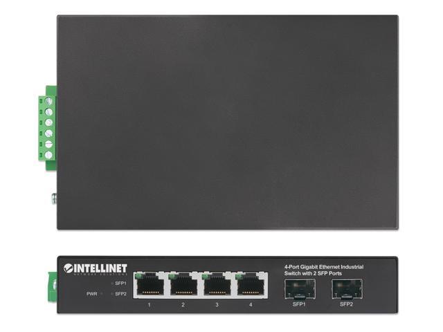 Intellinet Industrial 4-Port Gigabit Ethernet Switch with 2 SFP Ports ...