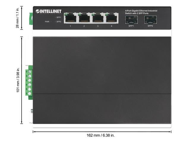 Intellinet Industrial 4-Port Gigabit Ethernet Switch with 2 SFP Ports ...