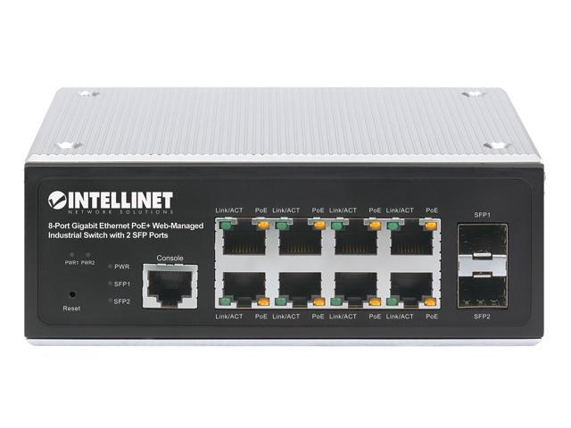 Intellinet Industrial 8-Port Gigabit Ethernet PoE+ Layer 2+ Web-Managed ...