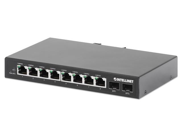 Intellinet Industrial 8-Port Gigabit Ethernet Switch with 2 SFP Ports ...