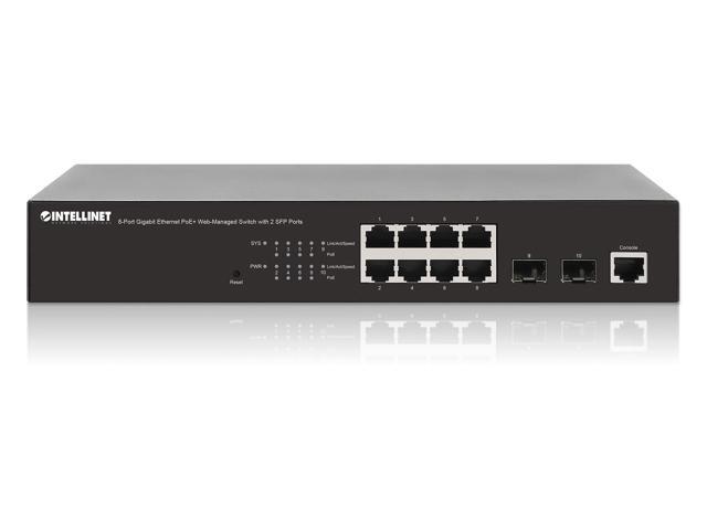 Intellinet 8-Port Gigabit Ethernet PoE+ Web-Managed Switch with 2 SFP ...
